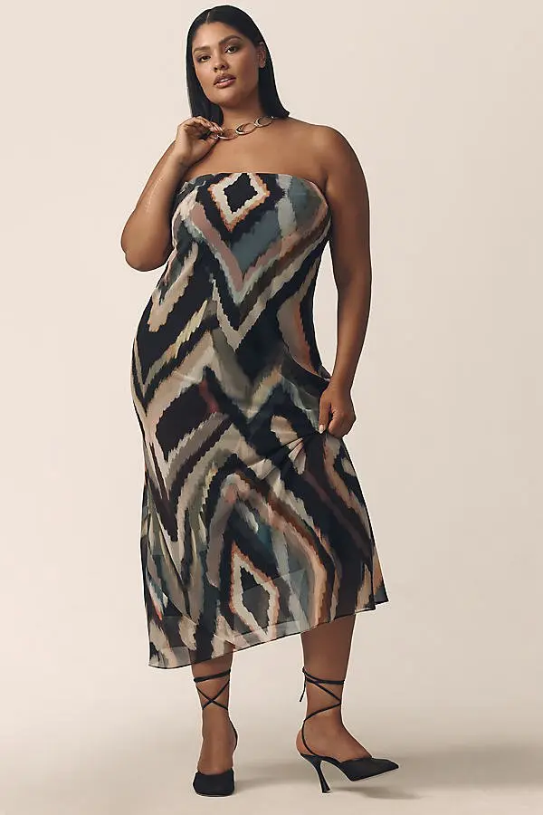 fleur strapless satin maxi slip dress By Anthropologie The Fleur Strapless Satin Maxi Slip Dress In Pink