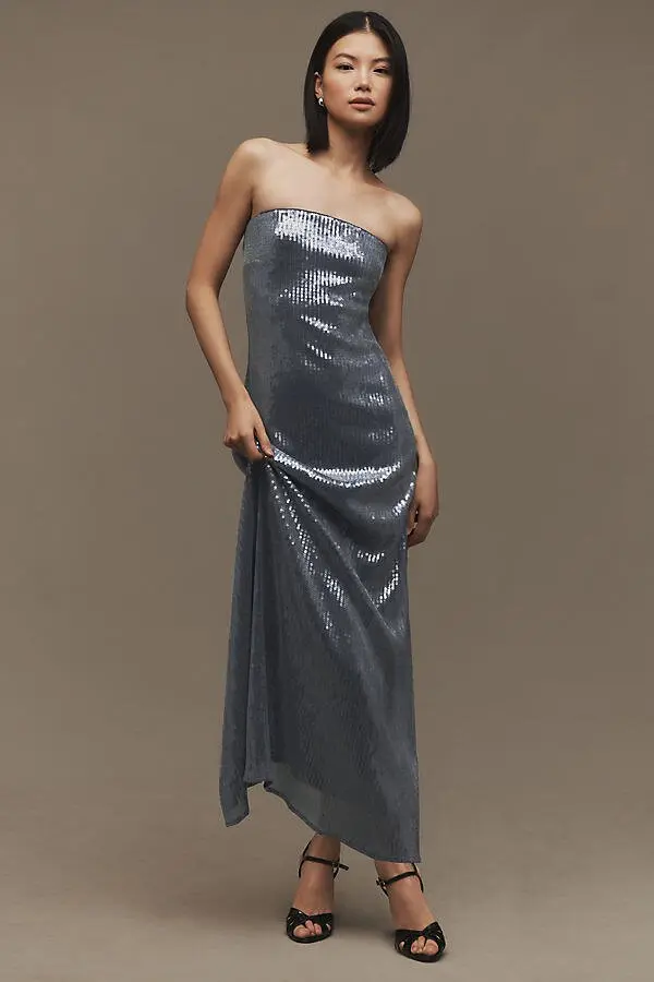 strapless open back dress Aurelia One-Shoulder Satin Maxi Dress main image 1