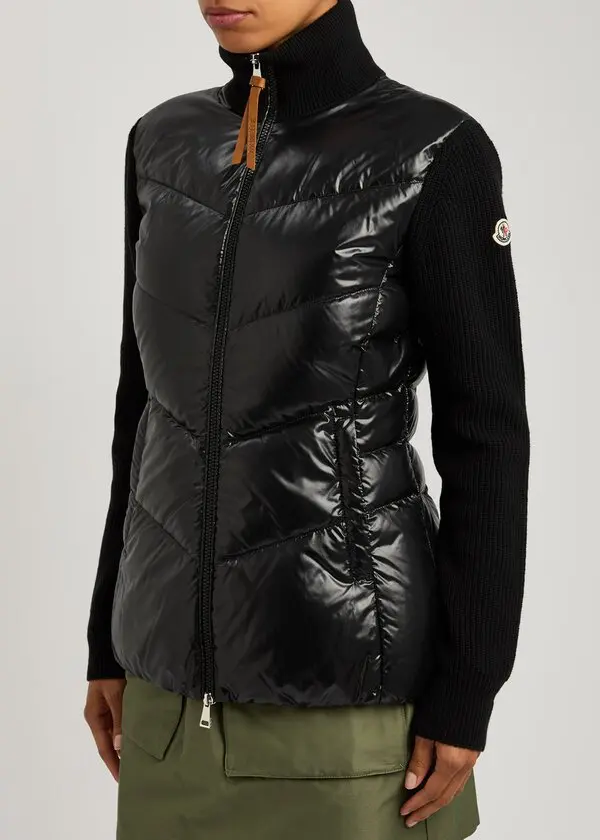 Moncler Quilted Nylon And Wool Jacket