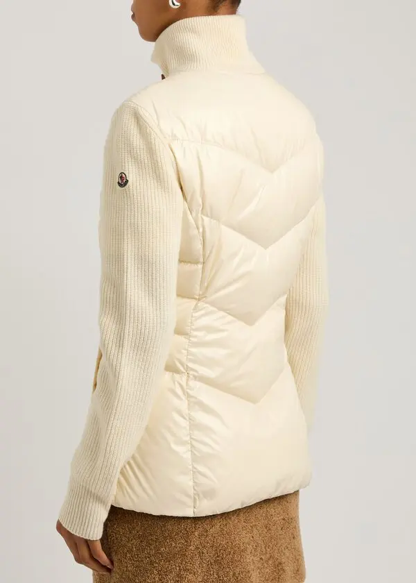 Moncler Quilted Nylon And Wool Jacket - White