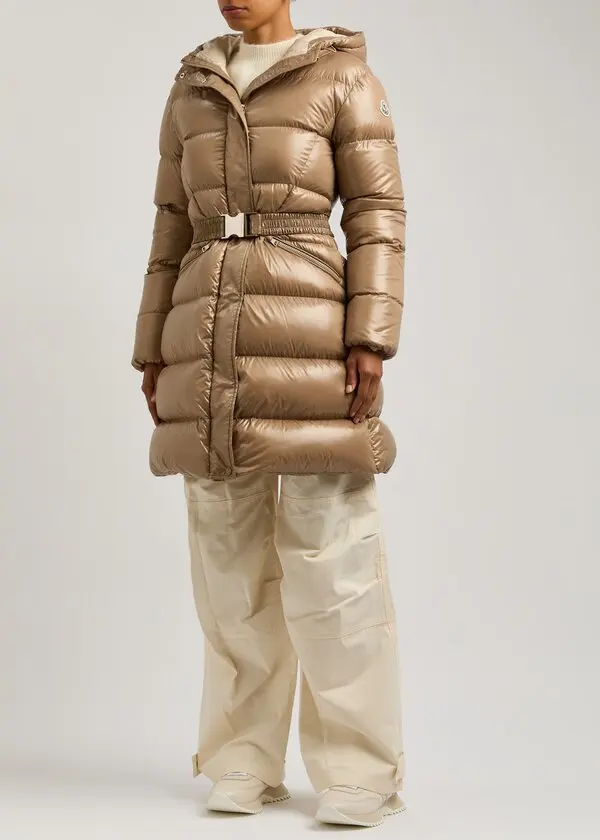 Moncler Bellevue Quilted Nylon Coat - Beige