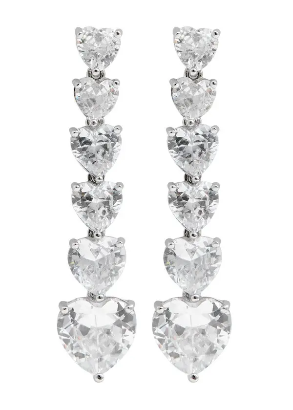 CZ BY KENNETH JAY LANE Heart Drop Earrings - Silver