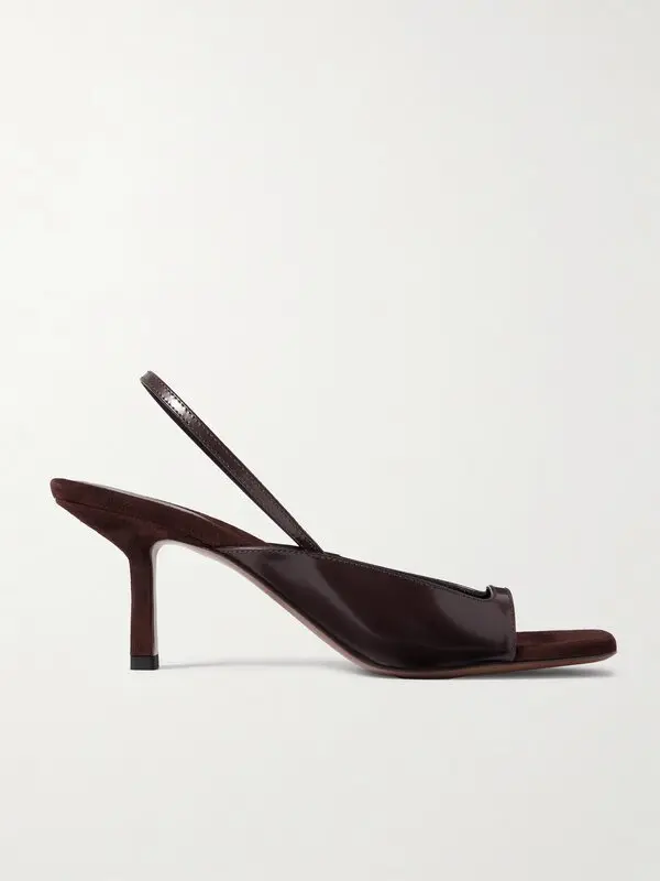 NEOUS Kamui Glossed-leather Slingback Sandals