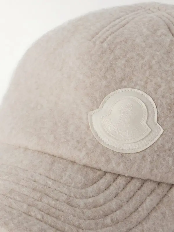 Moncler Leather-trimmed Appliquéd Flannel Baseball Cap