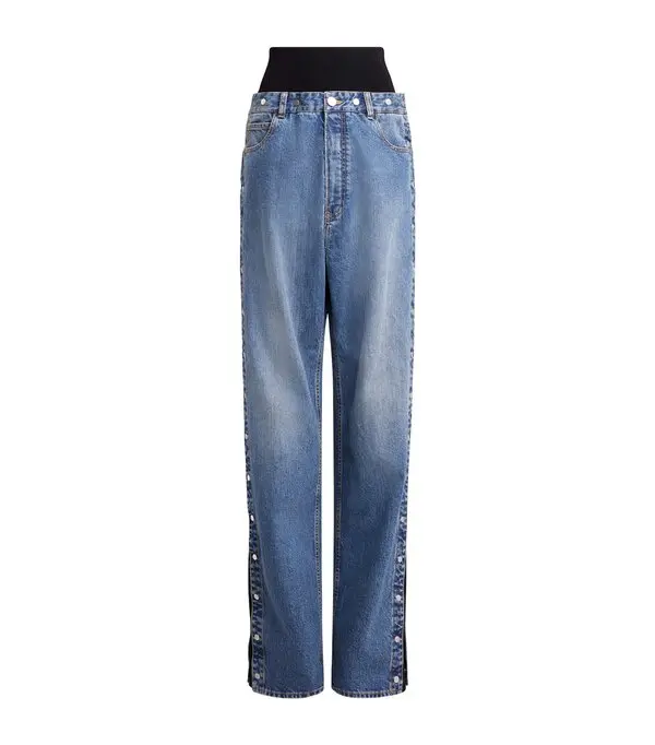 Alaïa Knitted-band Straight Jeans - Blue