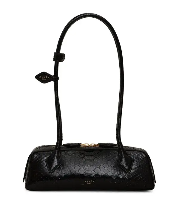 Alaïa Le Teckel Snakeskin Shoulder Bag - Black