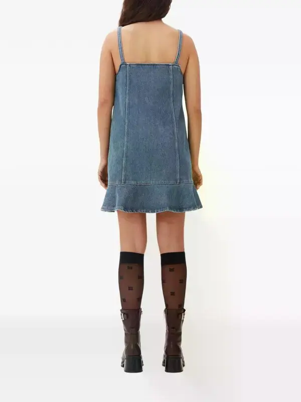 GANNI Flared-hem Denim Mini Dress