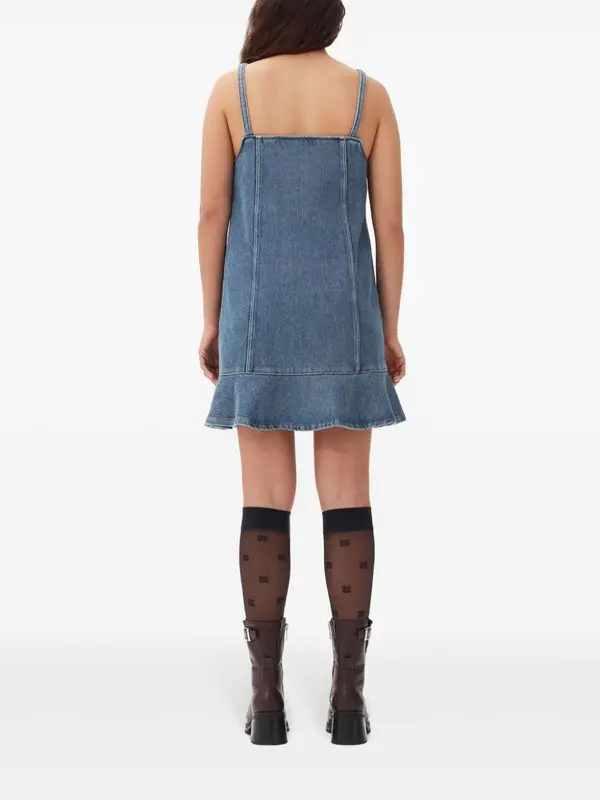 GANNI Flared-hem Denim Mini Dress