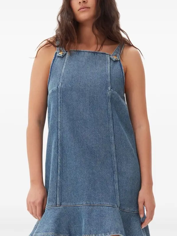 GANNI Flared-hem Denim Mini Dress