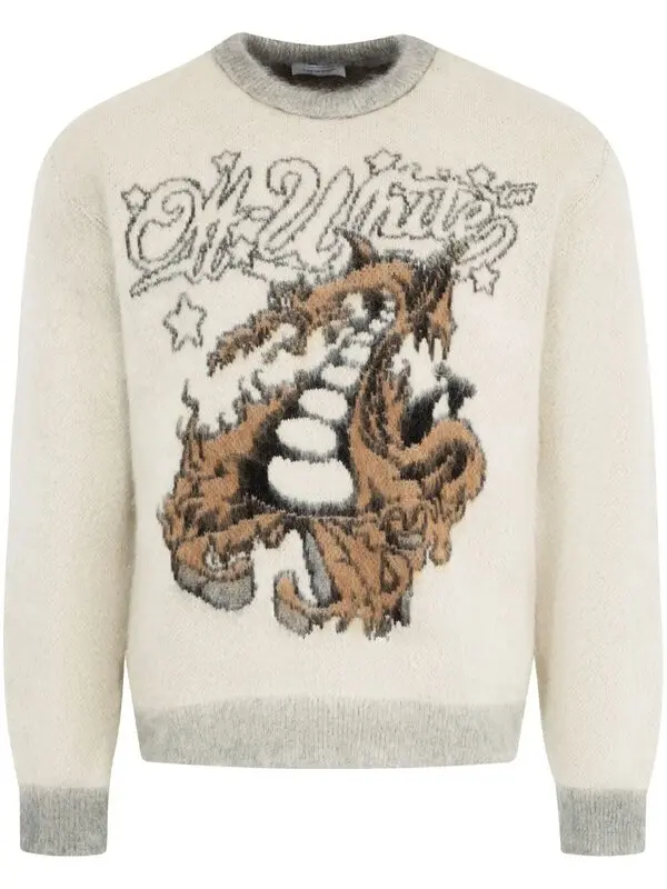 Off-White Dragon-intarsia Mohair Sweater - Neutrals
