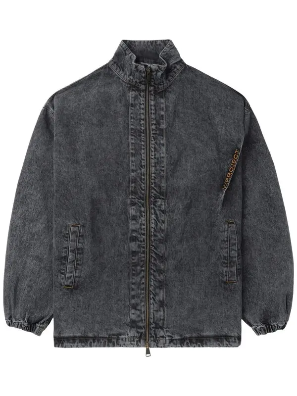 Y/project Washed Denim Zip-up Jacket With Embroidered Logo