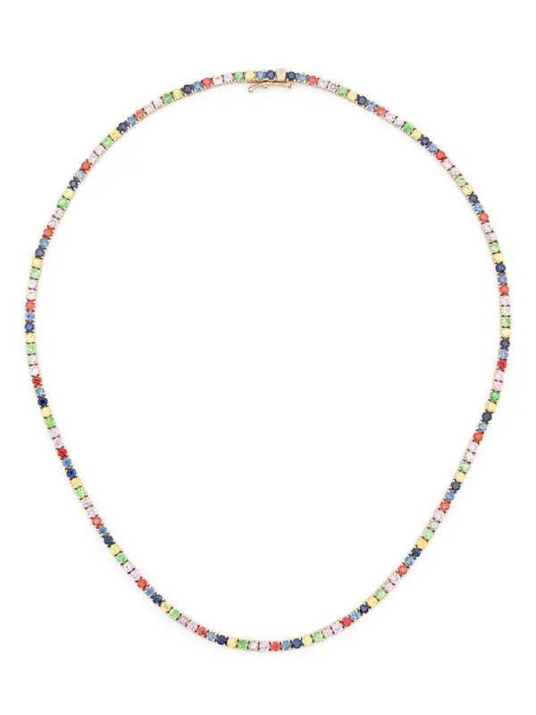 ROXANNE FIRST 14kt Yellow Graduated Rainbow Sapphire Tennis Necklace - Gold