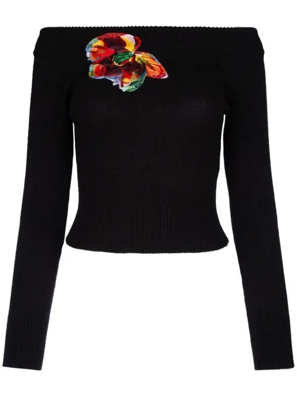 Alexander McQueen Off-shoulder Jumper - Black