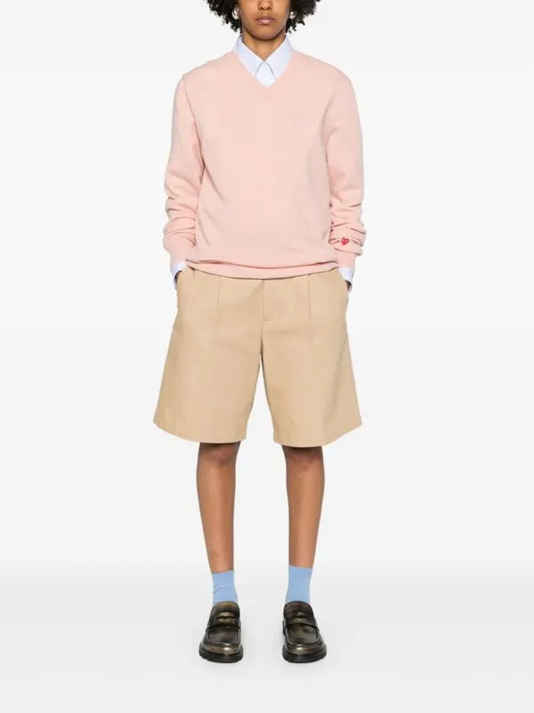 Play Comme Des Garcon V-neck Wool Jumper - Pink