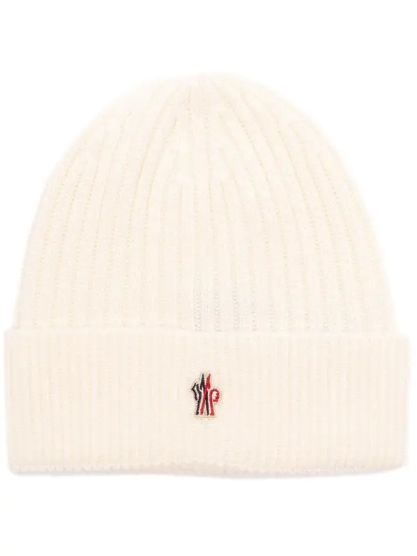 Moncler Logo Beanie - Neutrals