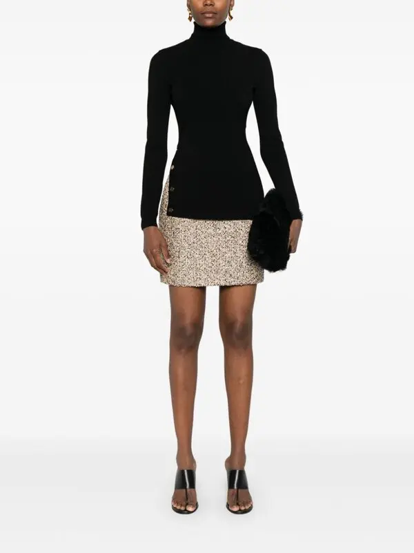 Elisabetta Franchi Roll-neck Fine Knit Sweater - Black