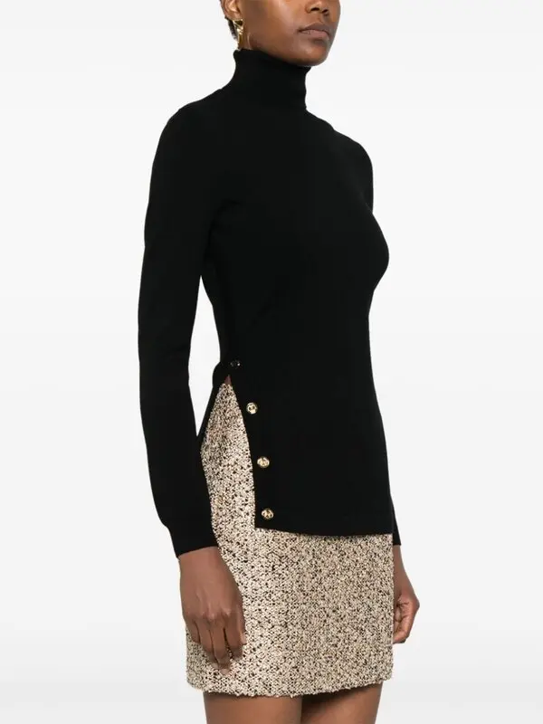 Elisabetta Franchi Roll-neck Fine Knit Sweater - Black