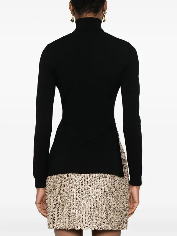 Elisabetta Franchi Roll-neck Fine Knit Sweater - Black