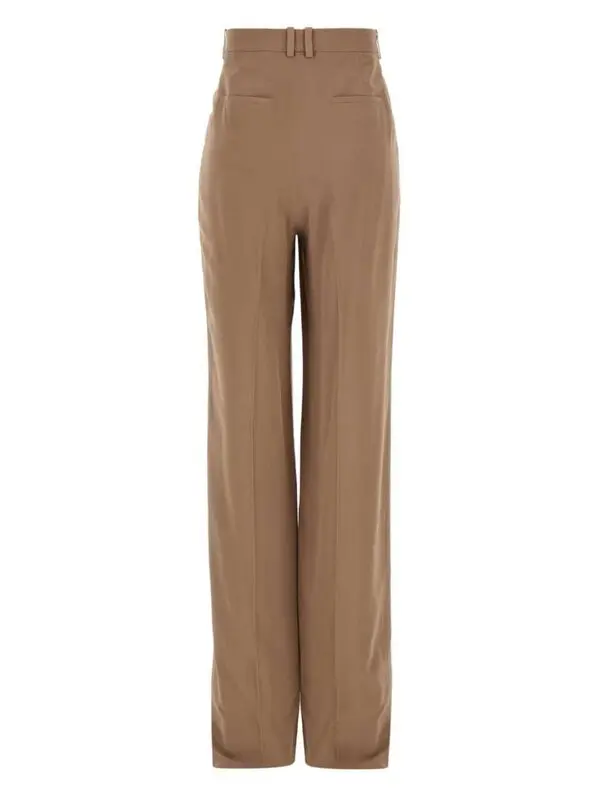 Saint Laurent Silk Crepe Trousers - Neutrals