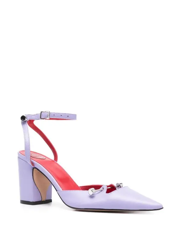HARDOT 80mm Leather Pumps - Purple