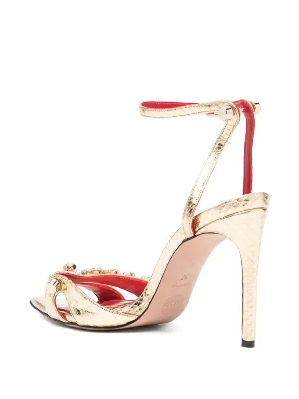 HARDOT 100mm Booty Sandals - Gold