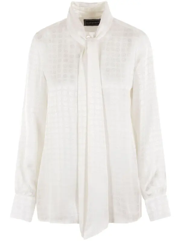 10 CORSO COMO Jacquard Circle Motif Lavallière Shirt - White