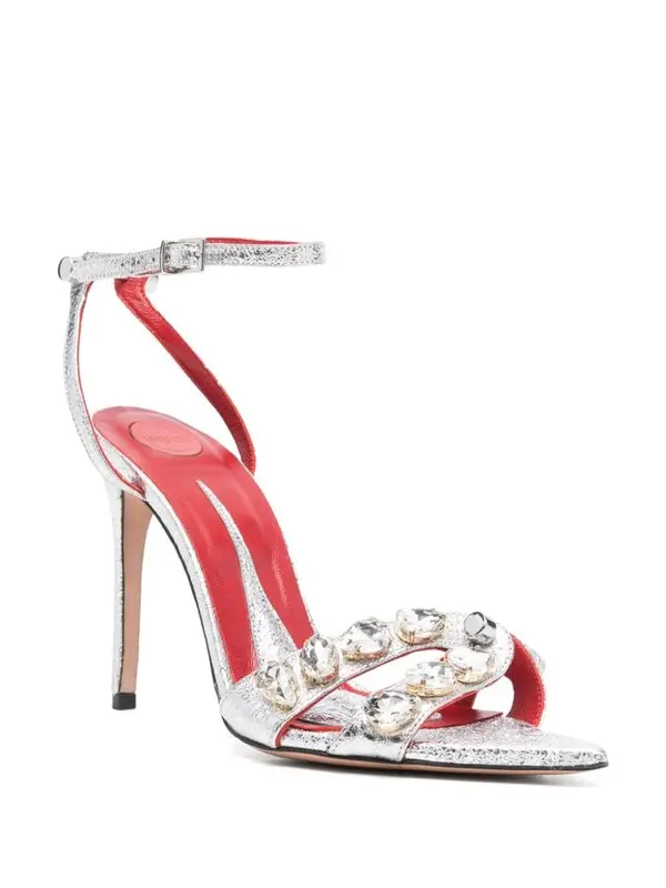 HARDOT 100mm Booty Sandals - Silver