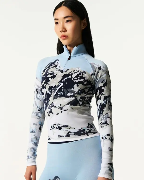 Perfect Moment Jacquard Quarter-zip Base Layer Top - Landscape