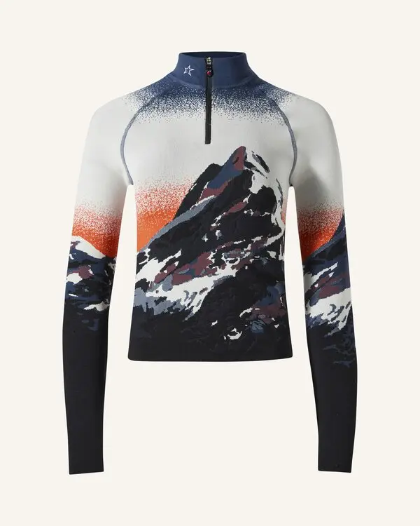 Perfect Moment Echo 1/4 Zip Top - Navy-white