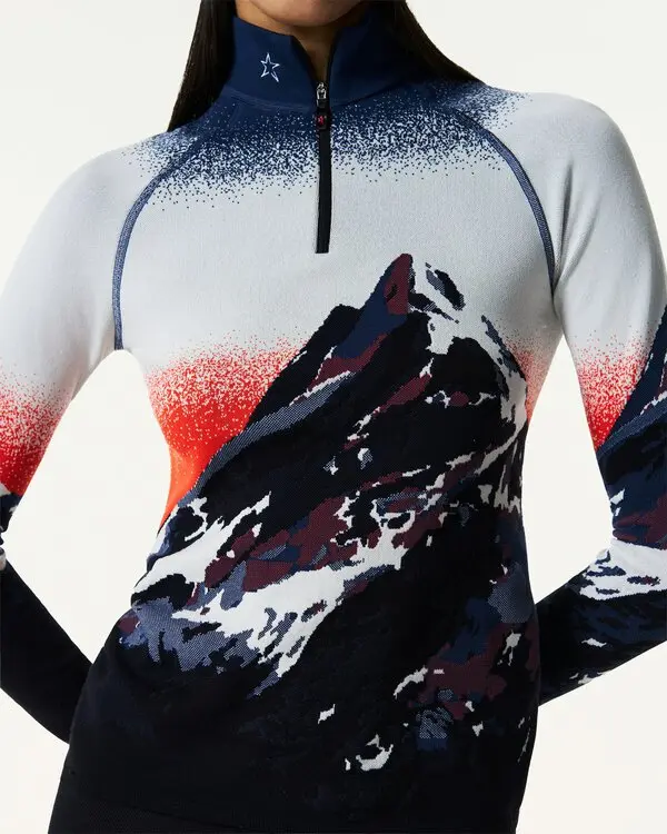 Perfect Moment Echo 1/4 Zip Top - Navy-white