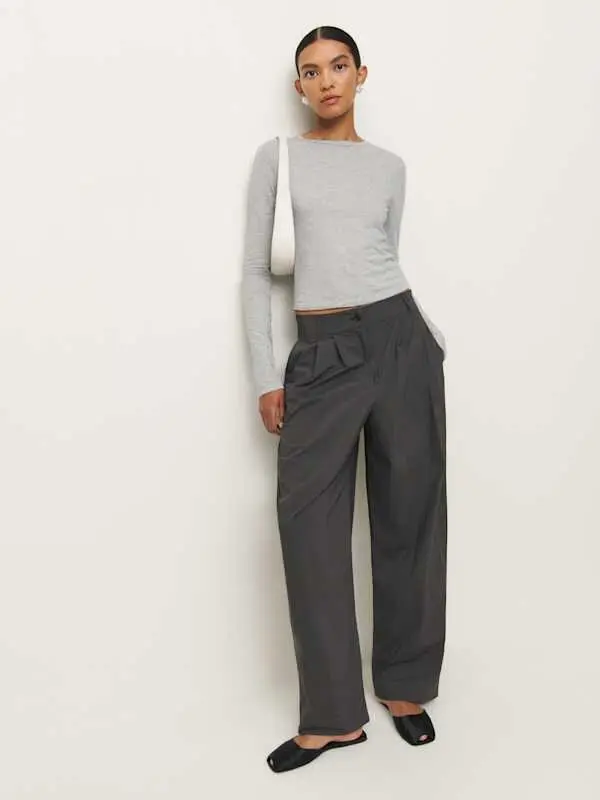 REFORMATION Ezra Slim Fit Long Sleeve - Grey