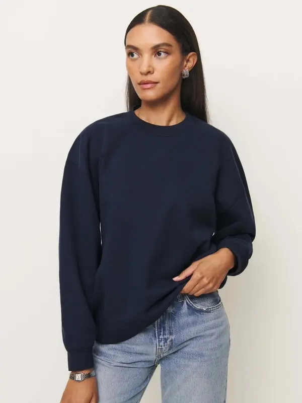 REFORMATION Emma Classic Crewneck Sweatshirt - Blue