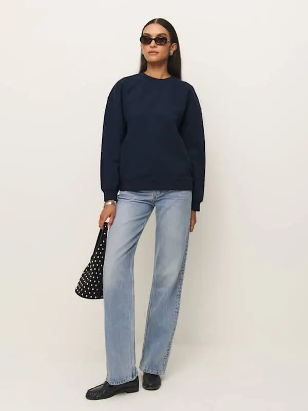 REFORMATION Emma Classic Crewneck Sweatshirt - Blue