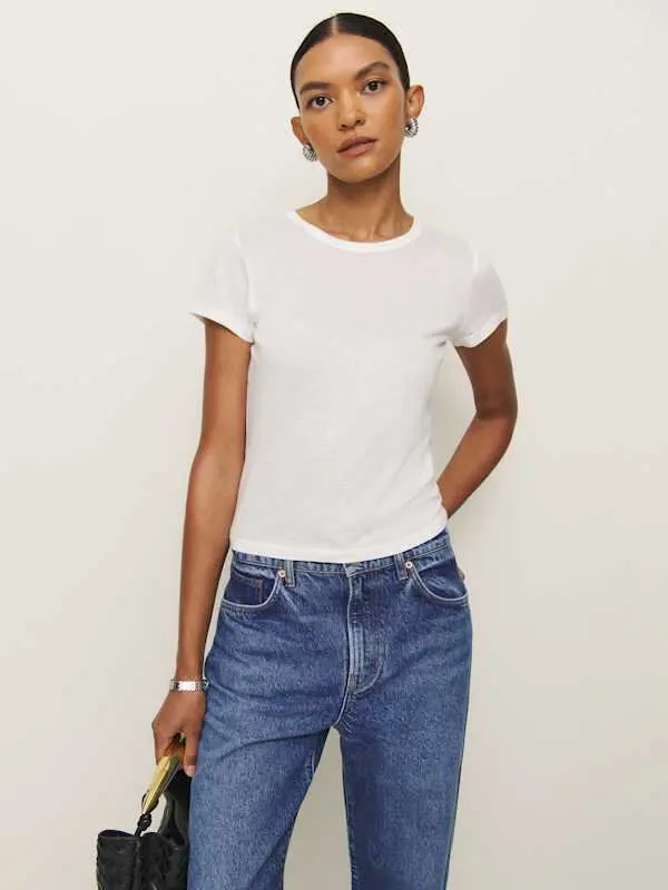 REFORMATION Max Slim T-shirt - Ivory