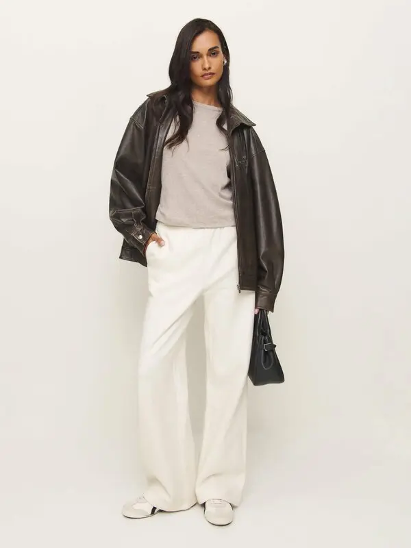 REFORMATION Kira Wide Leg Sweatpant - Ivory