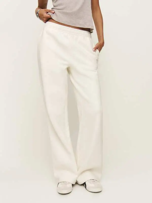 REFORMATION Kira Wide Leg Sweatpant - Ivory