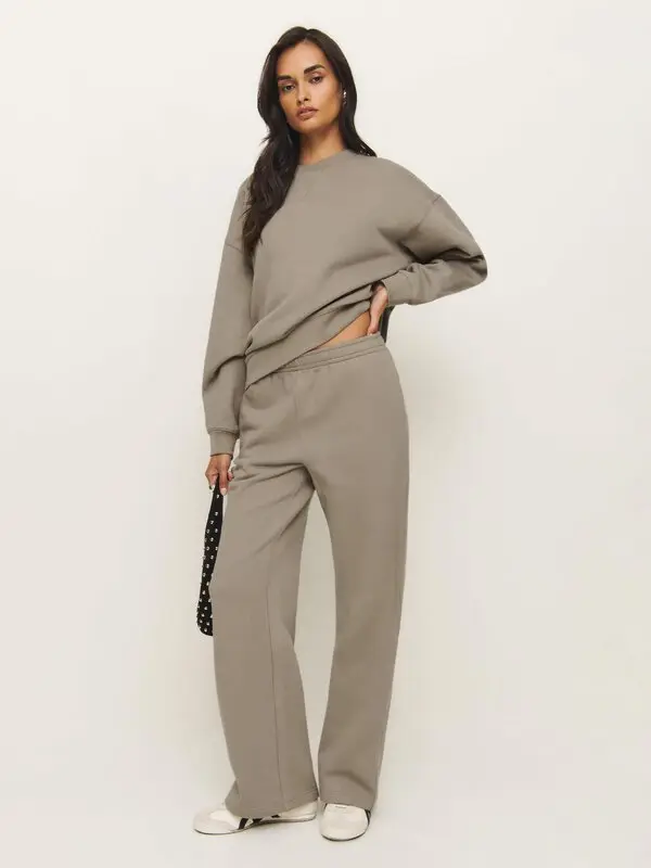 REFORMATION Kira Wide Leg Sweatpant - Taupe