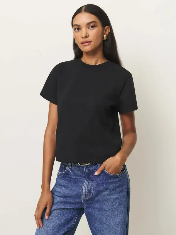 REFORMATION Rowan Crew T-shirt - Black