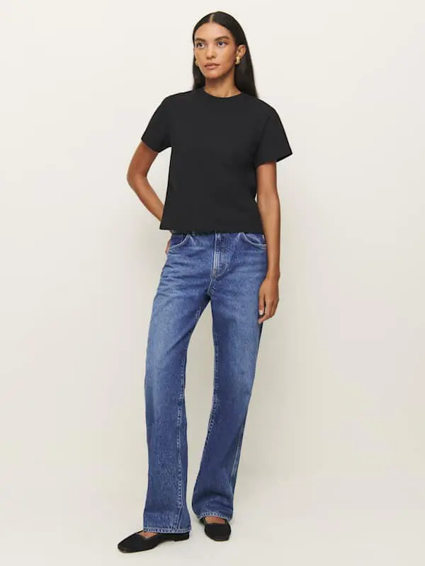 REFORMATION Rowan Crew T-shirt - Black