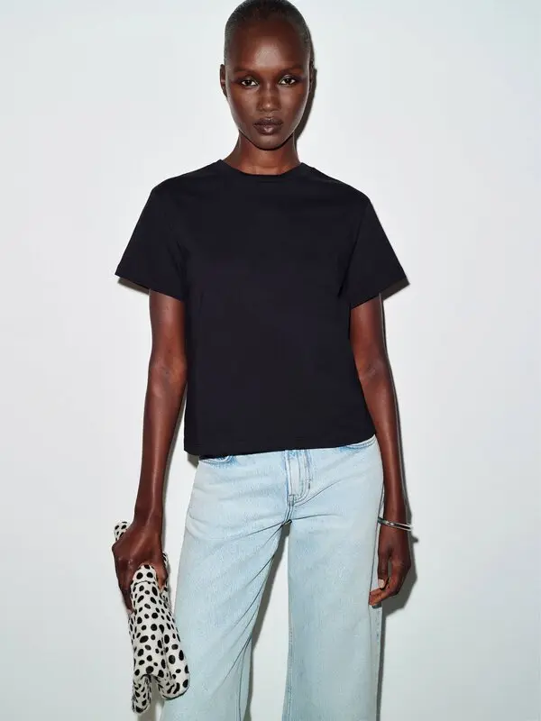 REFORMATION Rowan Crew T-shirt - Black