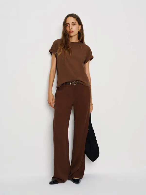 REFORMATION Rowan Crew T-shirt - Brown