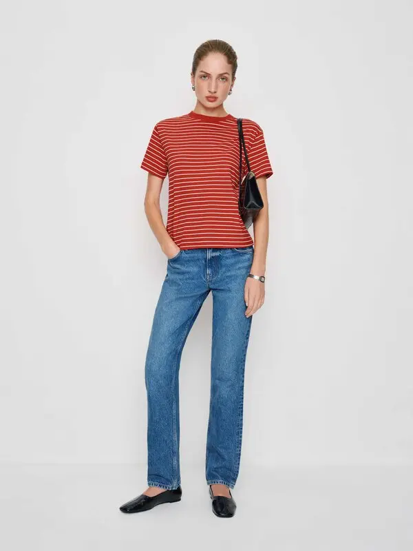 REFORMATION Rowan Crew T-shirt - Red
