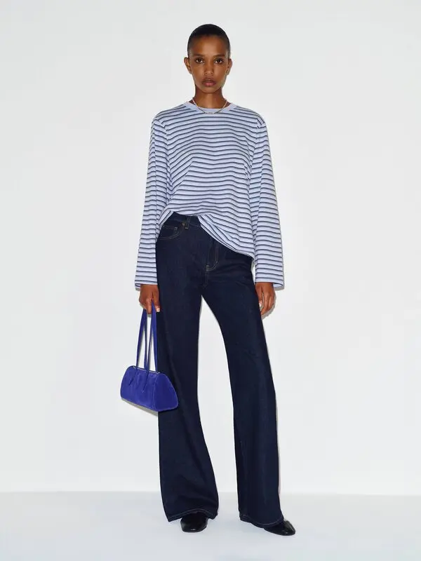 REFORMATION Asher Oversized Long Sleeve T-shirt - Blue