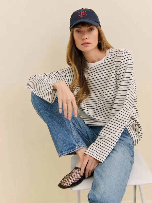 REFORMATION Asher Oversized Long Sleeve T-shirt - Ivory