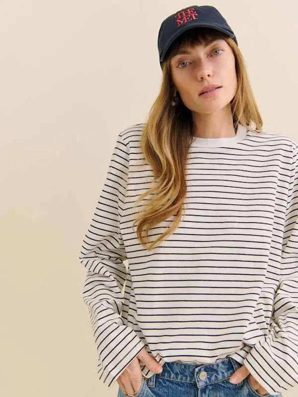 REFORMATION Asher Oversized Long Sleeve T-shirt - Ivory