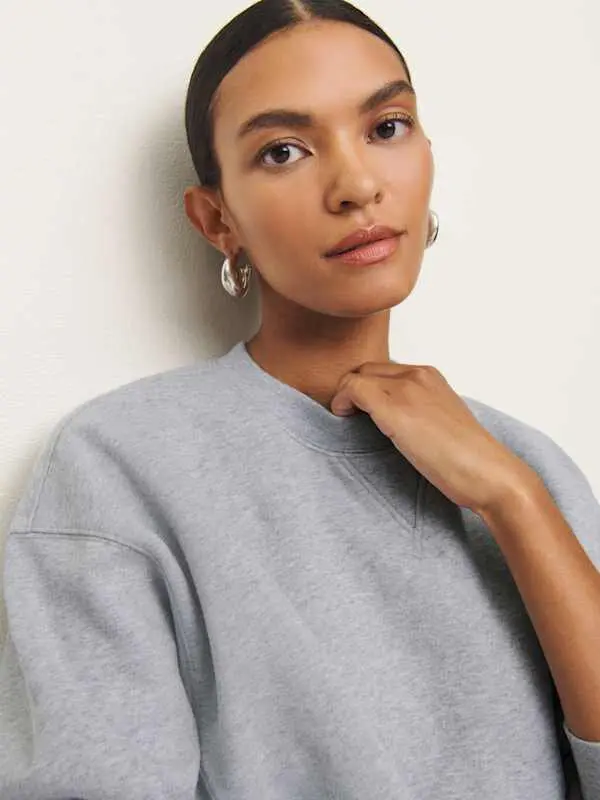 REFORMATION Grace Cropped Vintage Oversized Crewneck Sweatshirt