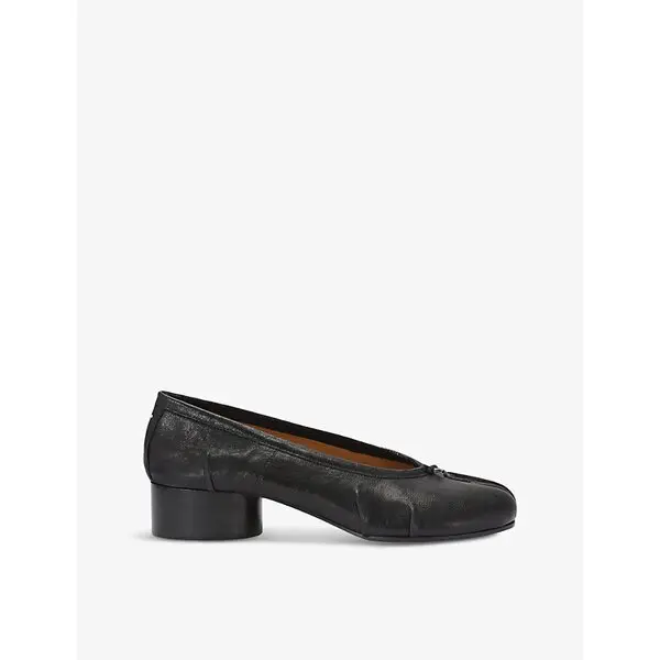 MAISON MARGIELA Tabi Ballerina Split-toe Leather Heeled Shoes - Black