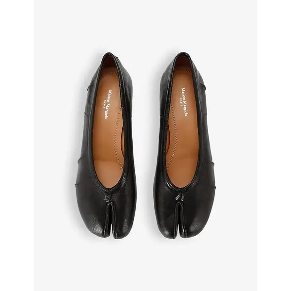 MAISON MARGIELA Tabi Ballerina Split-toe Leather Heeled Shoes - Black