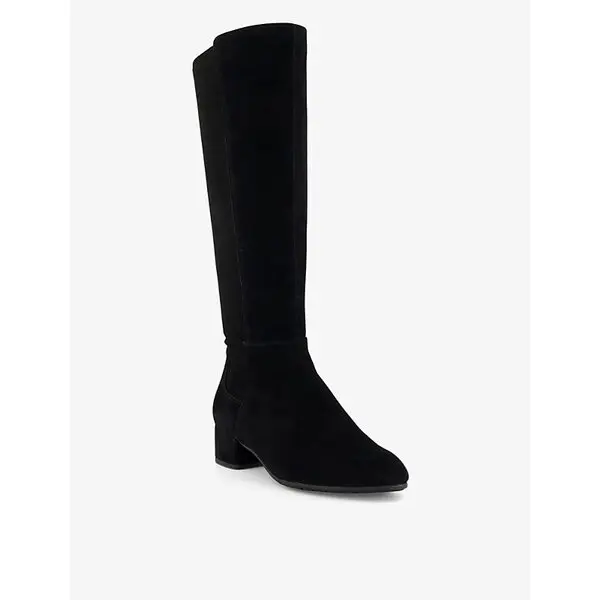 DUNE Tayla Wide-fit Suede Heeled Knee-high Boots - Black-suede