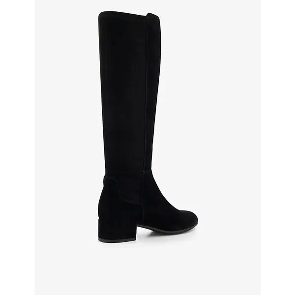DUNE Tayla Wide-fit Suede Heeled Knee-high Boots - Black-suede